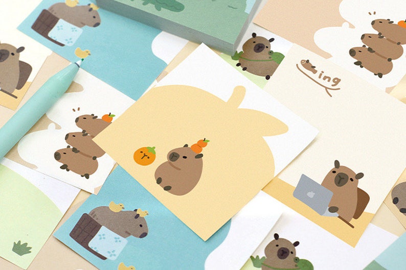 Capybara Memo Pads Cute Capybara Stationary (non-stick) - Etsy