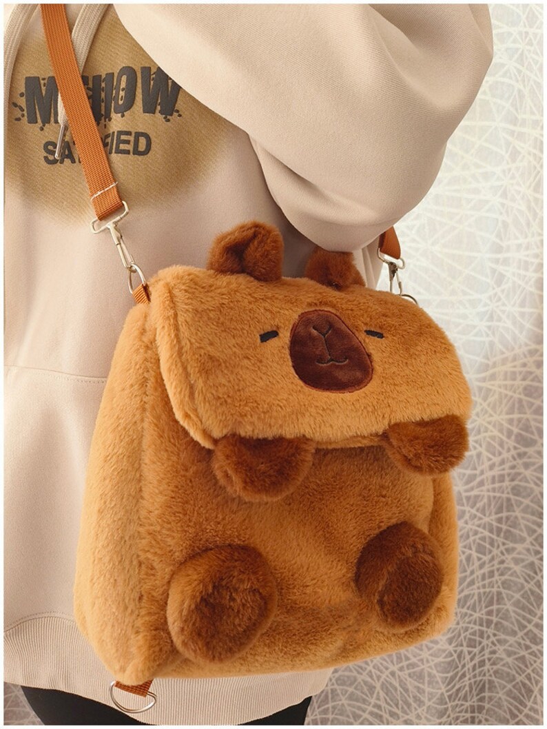 Fluffy Capybara Bag Convertible Backpack Sling Bag and Purse Cute ...