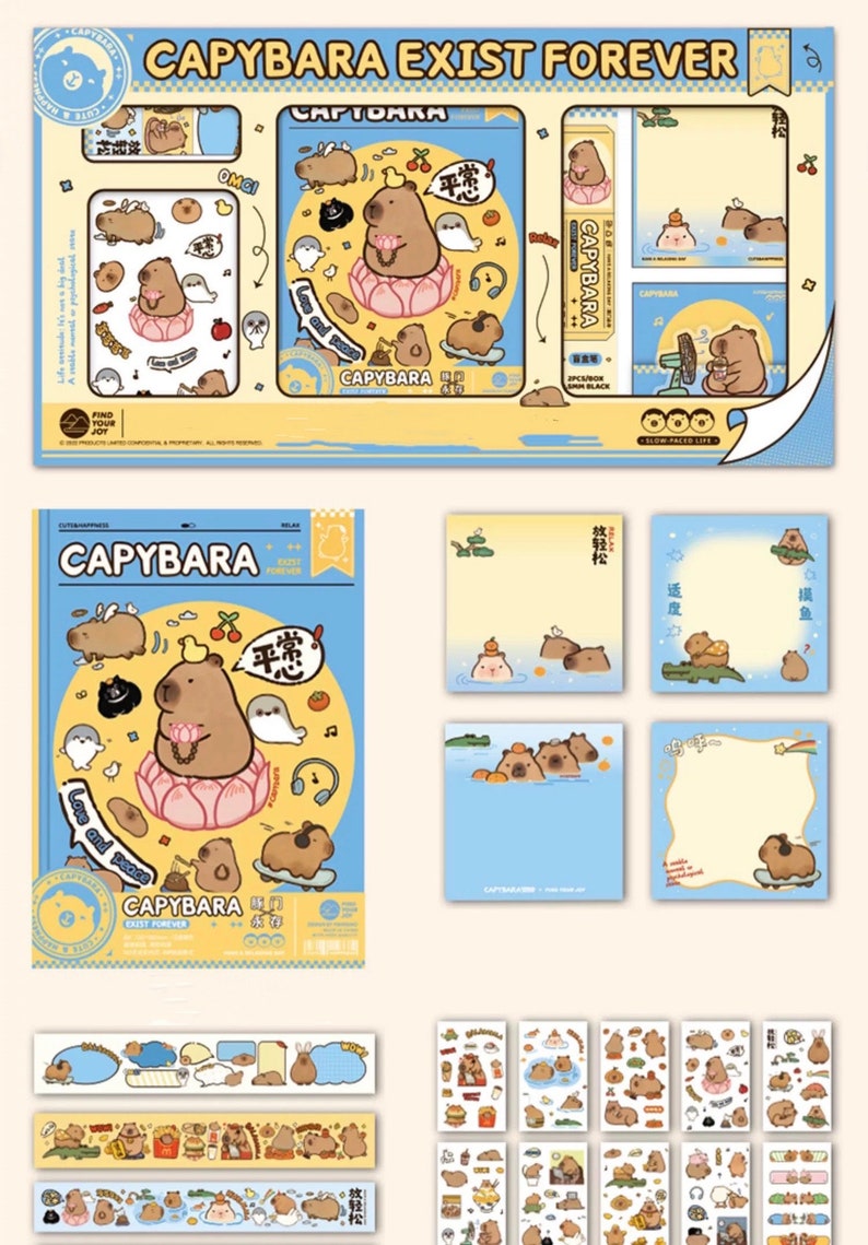 Cute Capybara Journal Stationary Planner Gift Set for Diary and ...