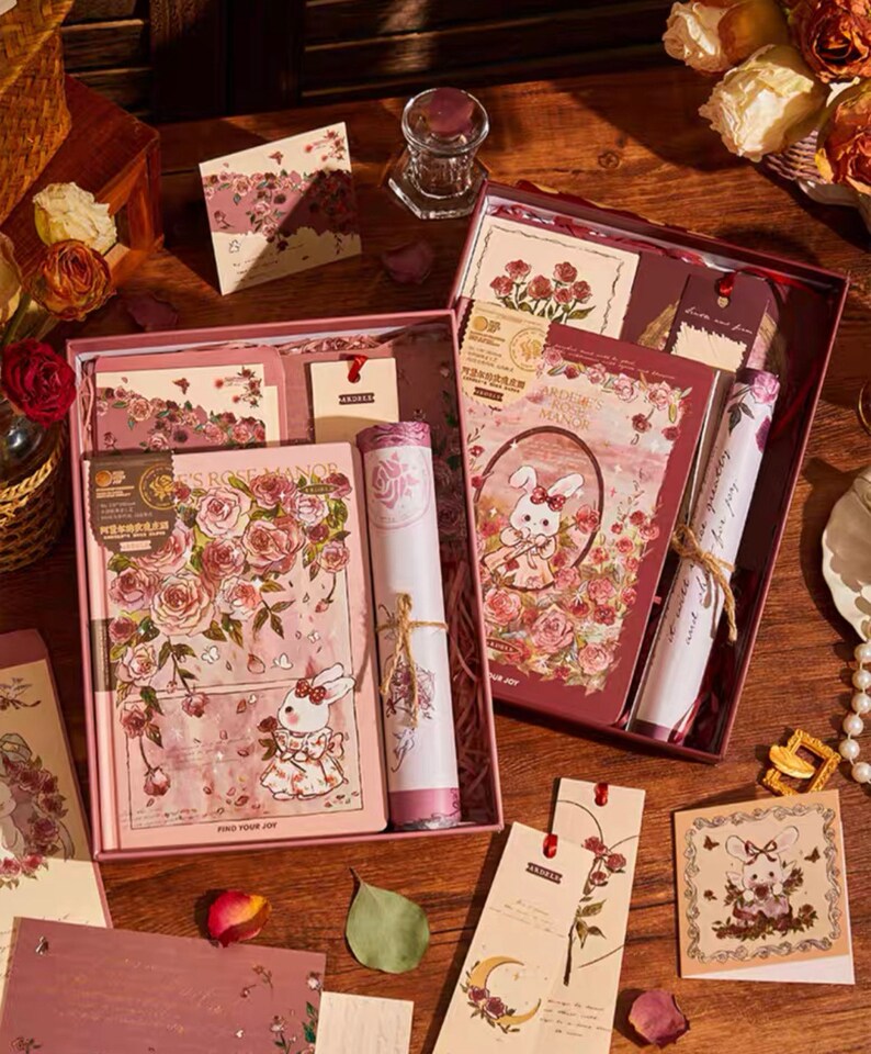 Cute White Bunny Rabbit Journal Stationary Planner Gift Set for Diary ...