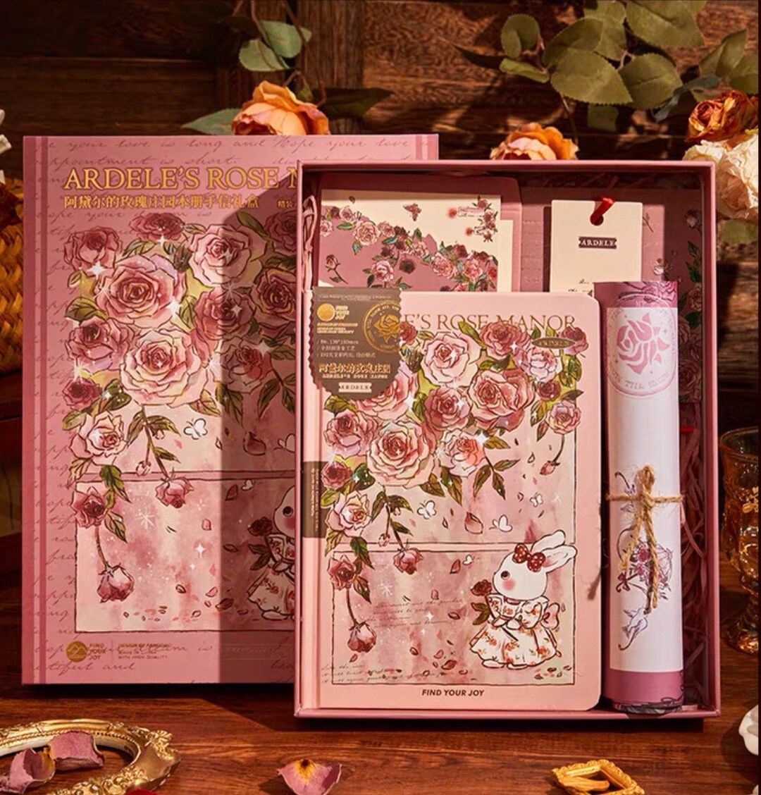 Cute White Bunny Rabbit Journal Stationary Planner Gift Set for Diary ...