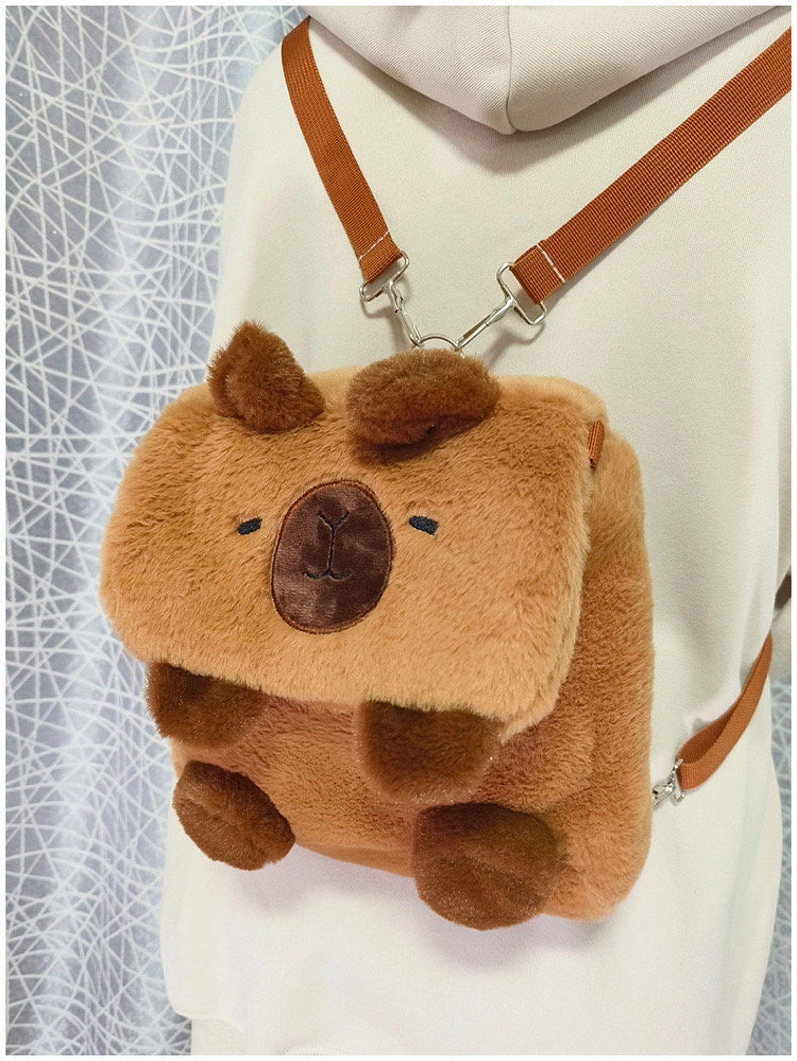 Fluffy Capybara Bag Convertible Backpack Sling Bag and Purse Cute ...
