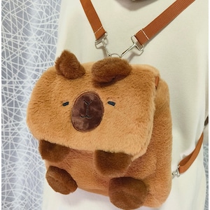 Fluffy Capybara Bag Convertible Backpack Sling Bag and Purse Cute ...