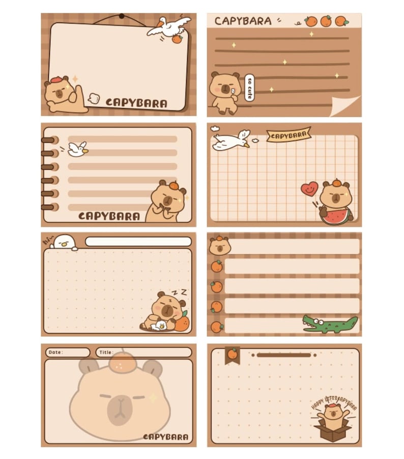 Capybara Sticker Note Roll 256pcs per Roll Sticky Notes Notepad ...