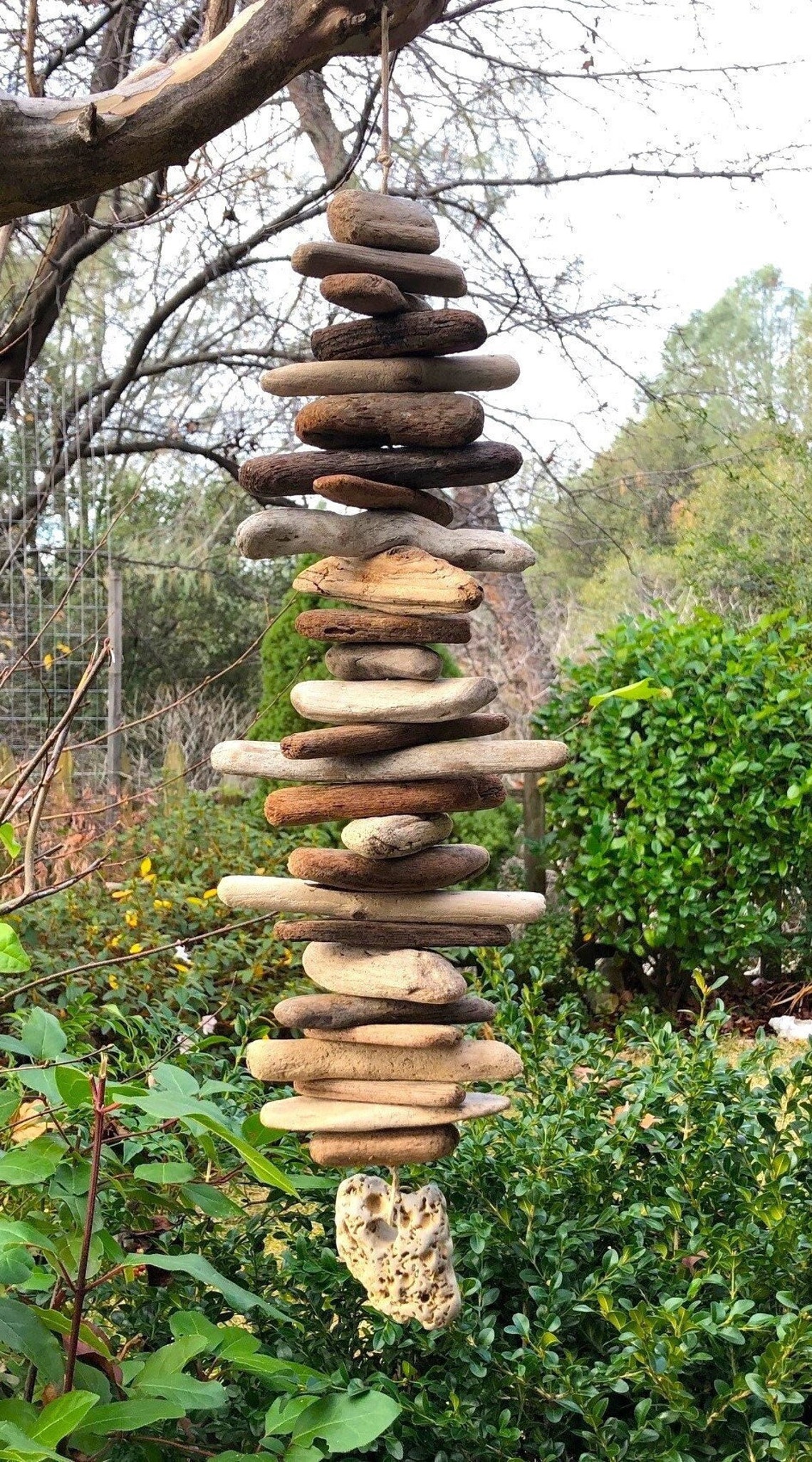 Li'l Heart of Stone Driftwood Mobile/valhalla Ladder/witches Ladder/art ...