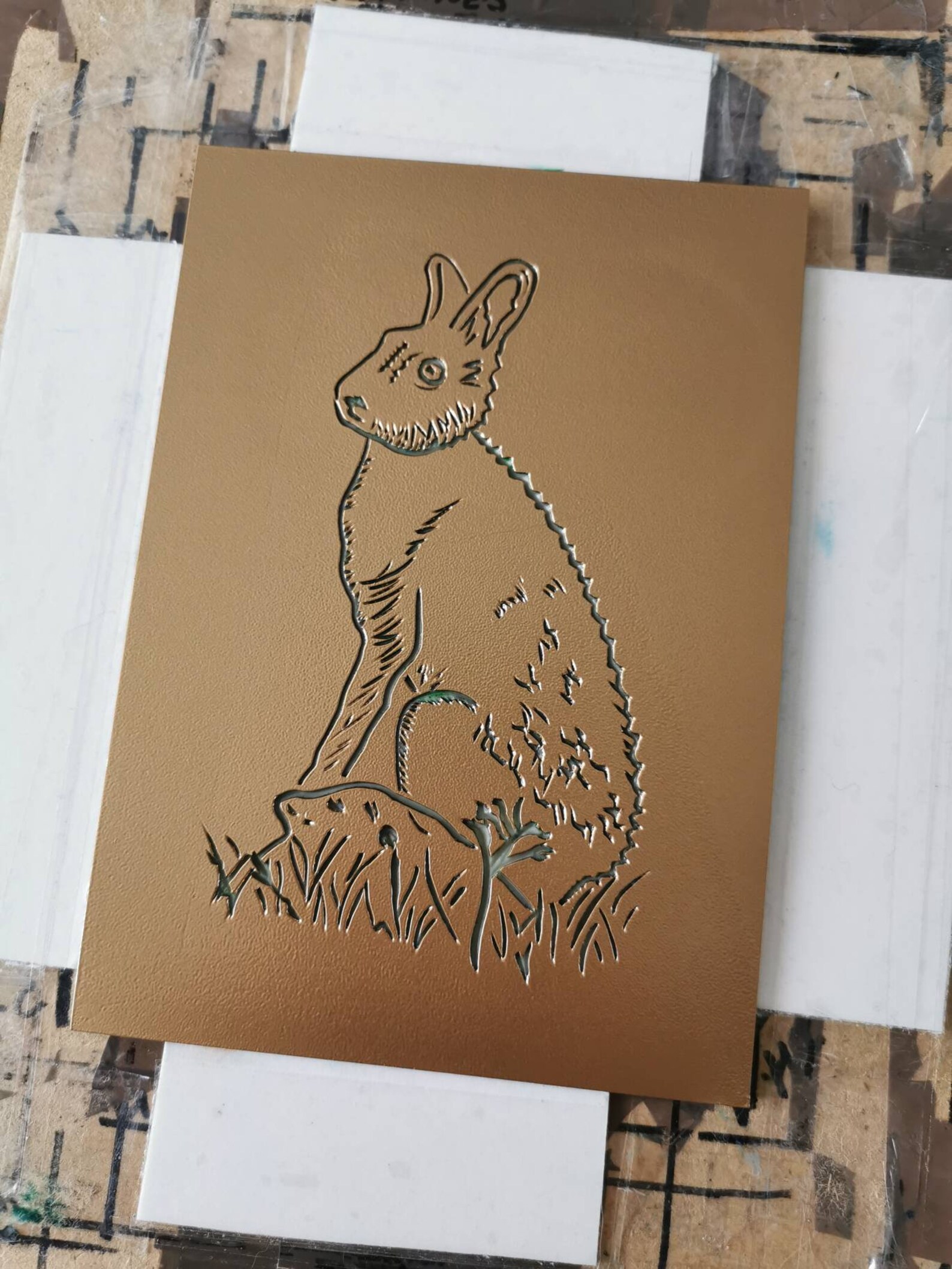 Rathlin Golden Hare Lino Print. GOLD EDITION. A4 Wall Art. - Etsy UK