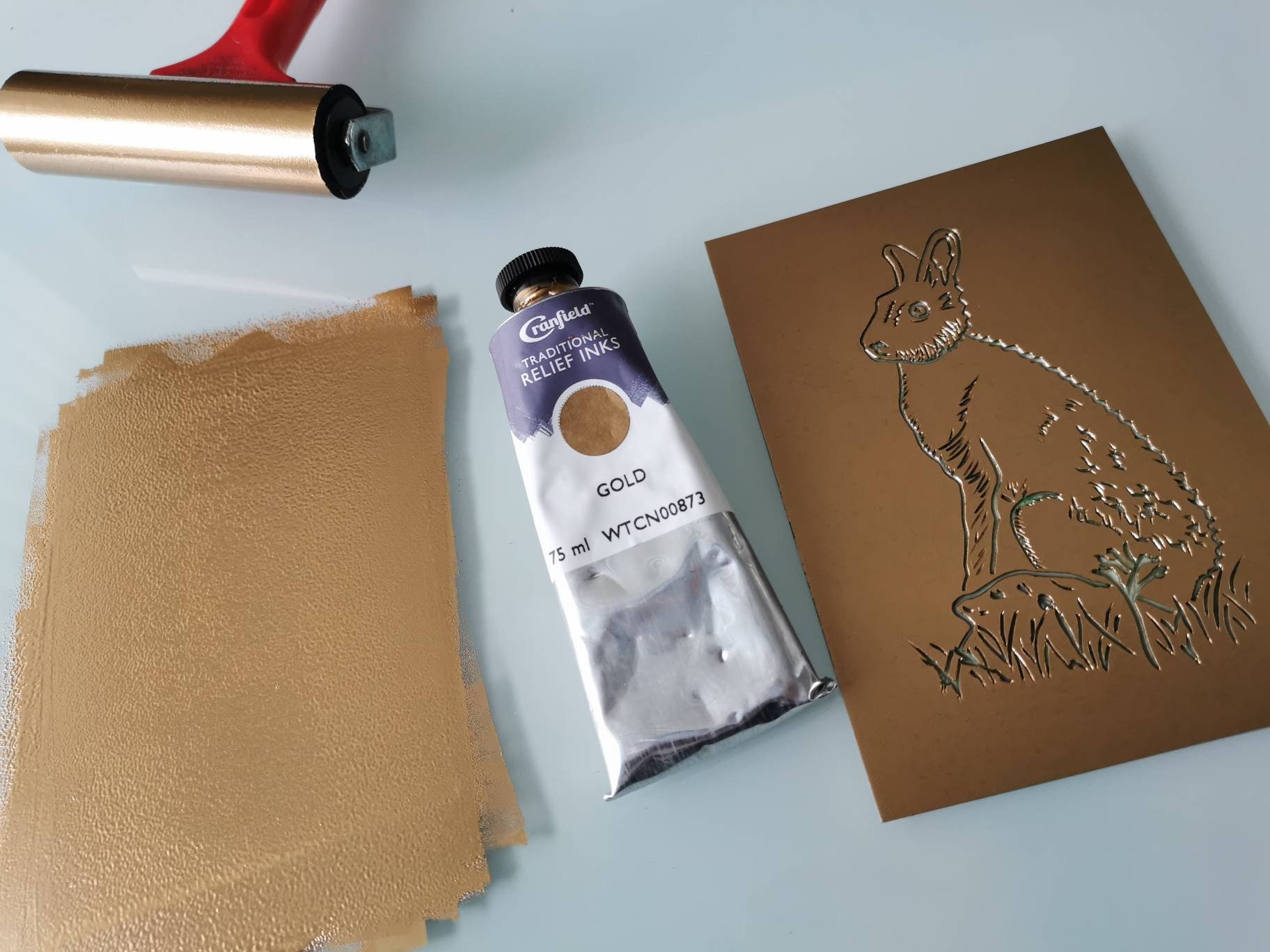 Rathlin Golden Hare Lino Print. GOLD EDITION. A4 Wall Art. - Etsy UK