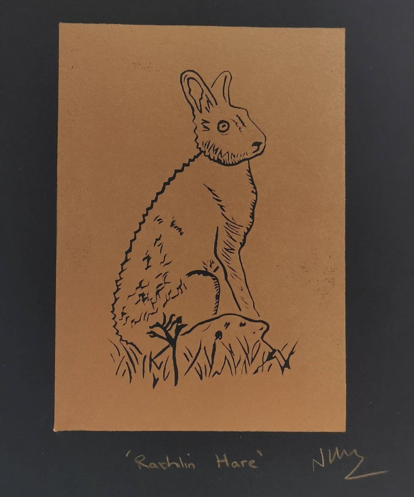 Rathlin Golden Hare Lino Print. GOLD EDITION. A4 Wall Art. - Etsy UK