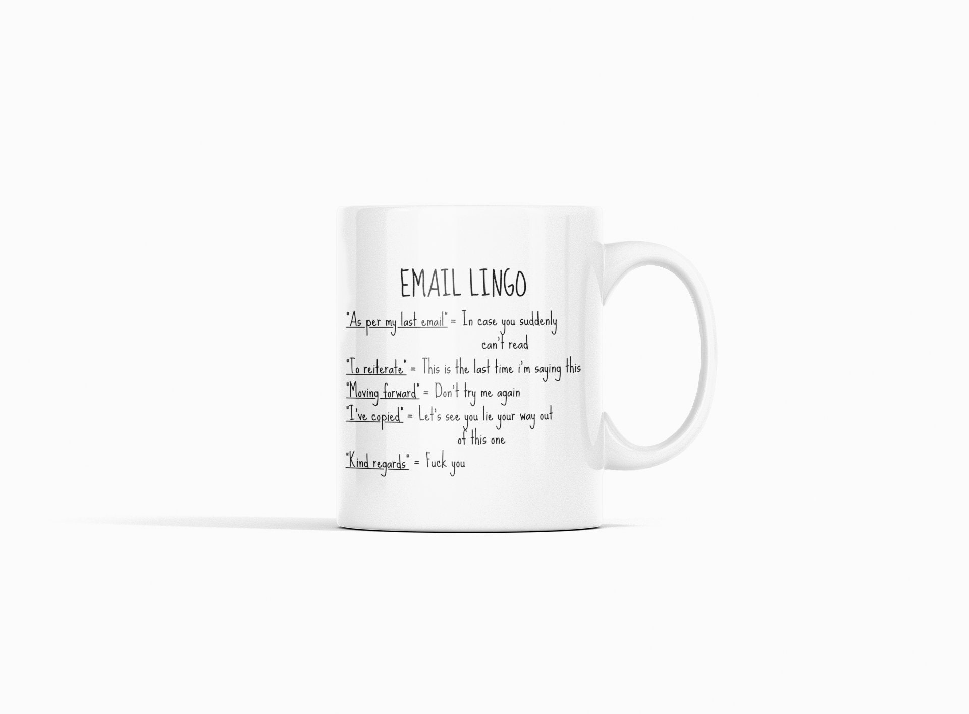 Corporate Email Lingo Mug Office Mug Work Mug Funny - Etsy UK