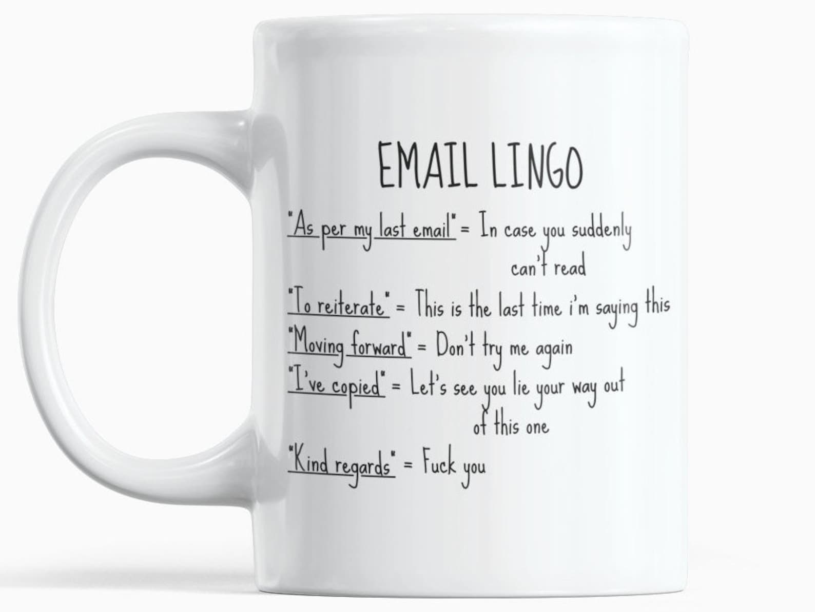 Corporate Email Lingo Mug Office Mug Work Mug Funny - Etsy UK