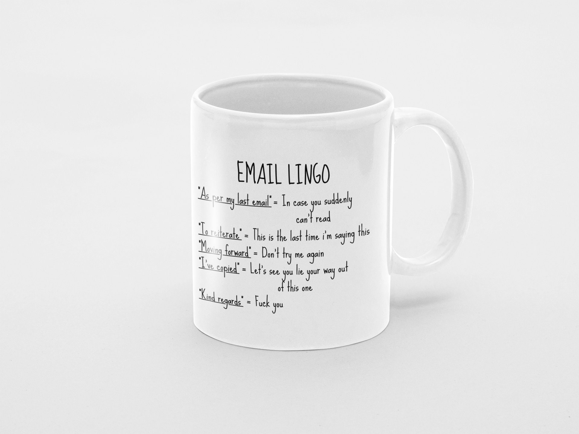 Corporate Email Lingo Mug Office Mug Work Mug Funny - Etsy UK
