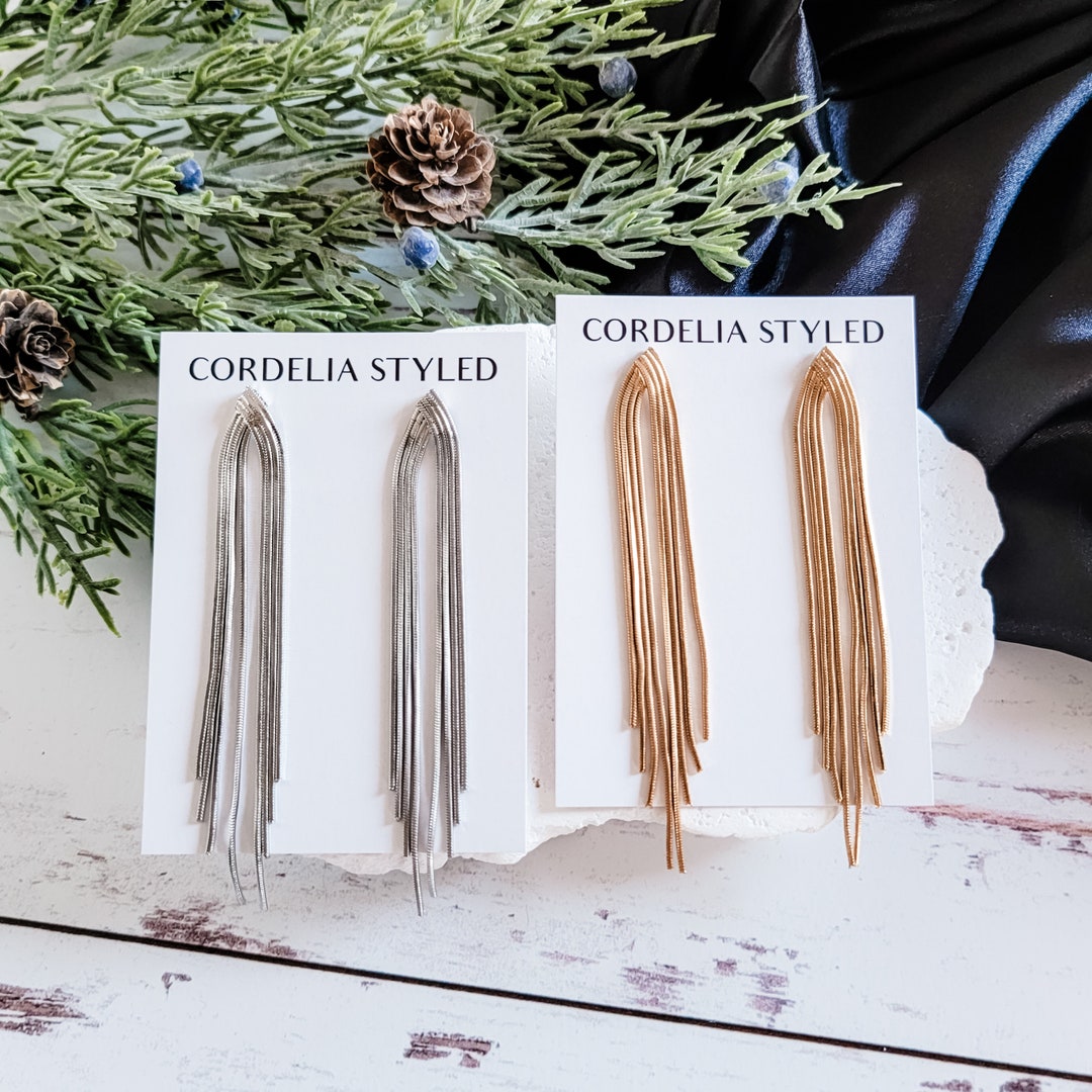 Cascading Long Studs choose Silver or Gold Surgical Stainless Steel ...