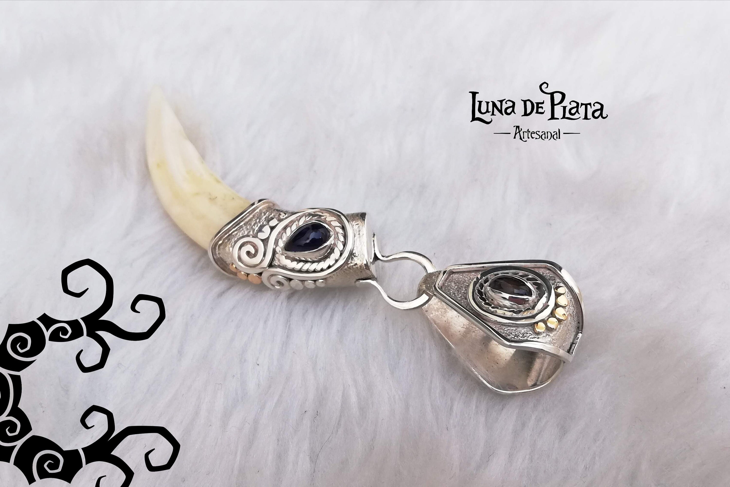 Colgante de colmillo de jabali colgante en plata colgante de - Etsy México