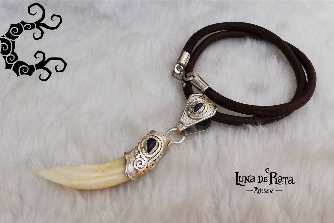 Colgante de colmillo de jabali colgante en plata colgante de - Etsy México