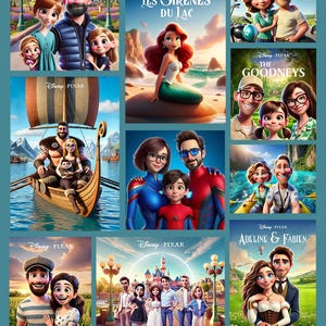 Poster Disney Pixar Customization Illustration Portrait Couple Family ...