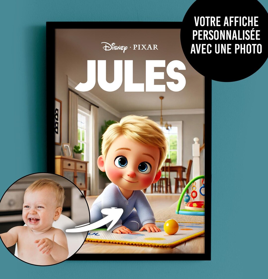 Personalized Baby Child Portrait Poster Disney Pixar Illustration ...