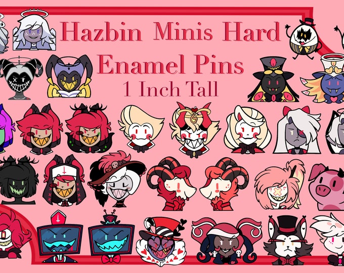 Hazbin Hotel Angel, Husk, Vox Chibi Enamel Pins - Etsy