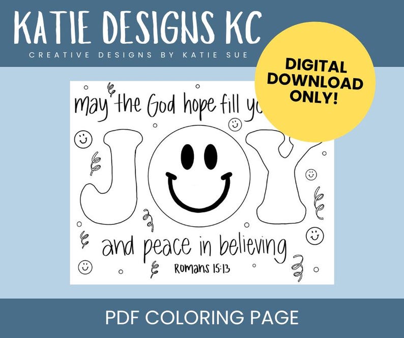 Joy Christian Coloring Page - Etsy