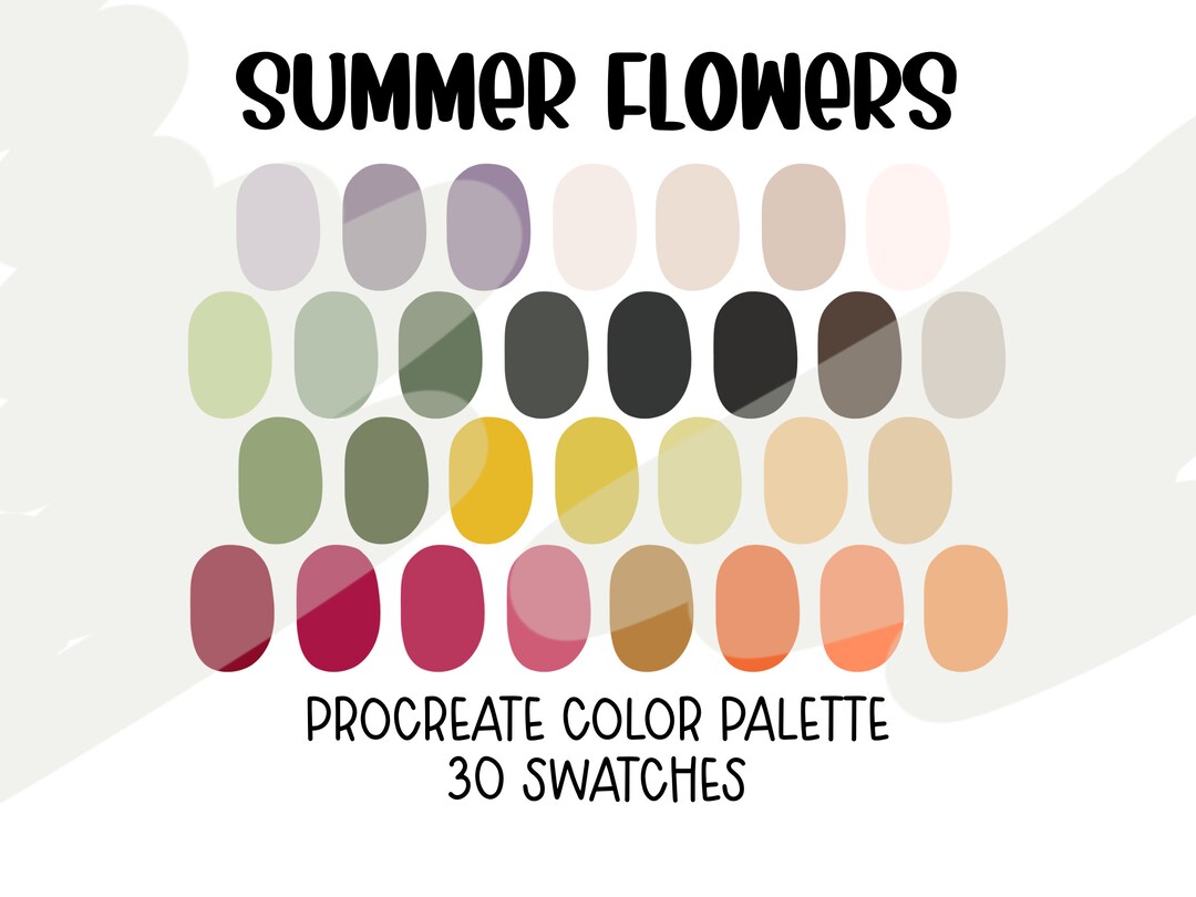 Summer Flowers, Procreate Color Palette, Color Swatches - Etsy