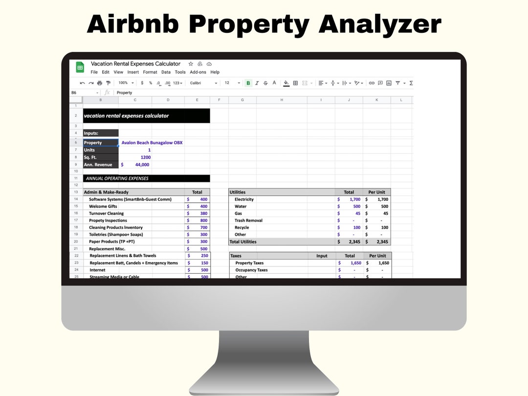 AIRBNB Spreadsheet Business Tracker Rental Vacation Property - Etsy