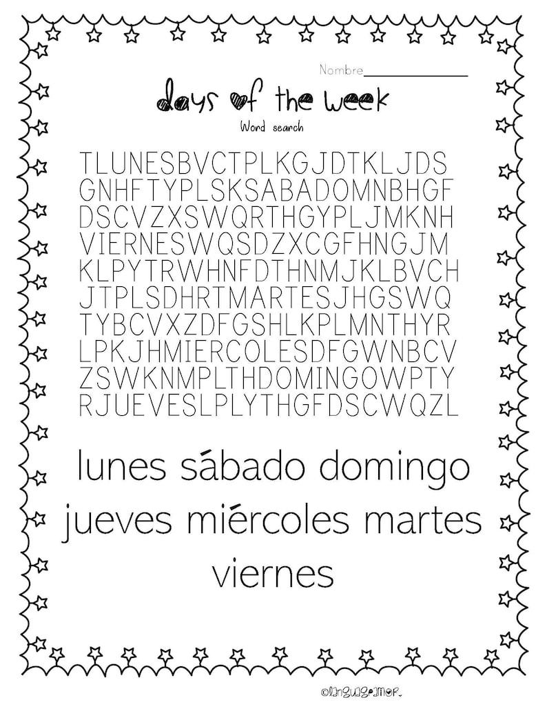 Spanish Days of the Week - Etsy
