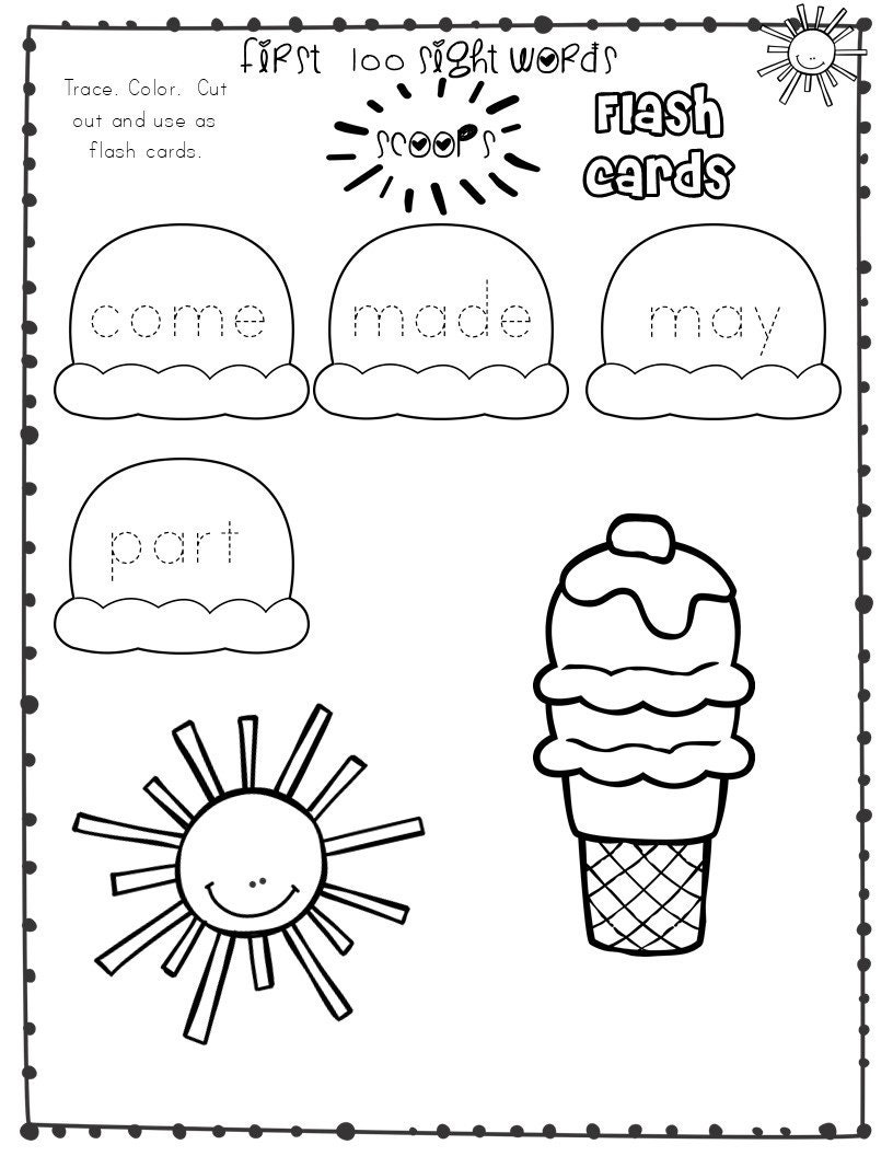 Fry's First 100 Sight Word Ice Cream Activity English - Etsy