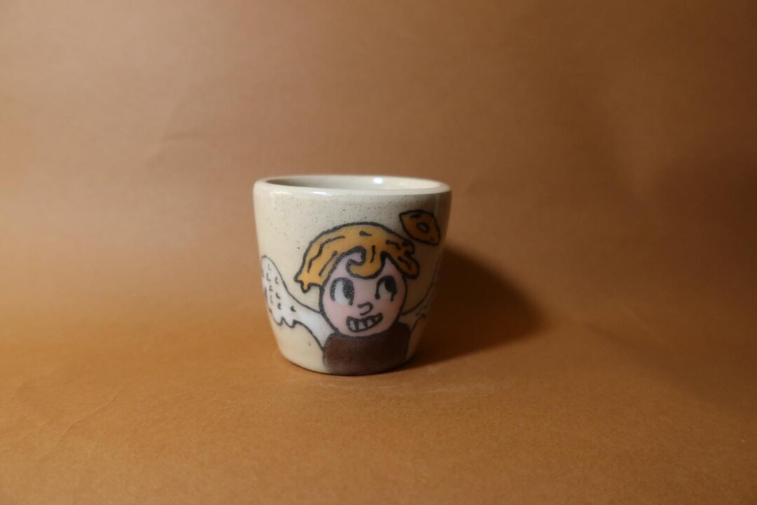 Hand Painted Ceramic Espresso Cup - Angel Cortado - Etsy