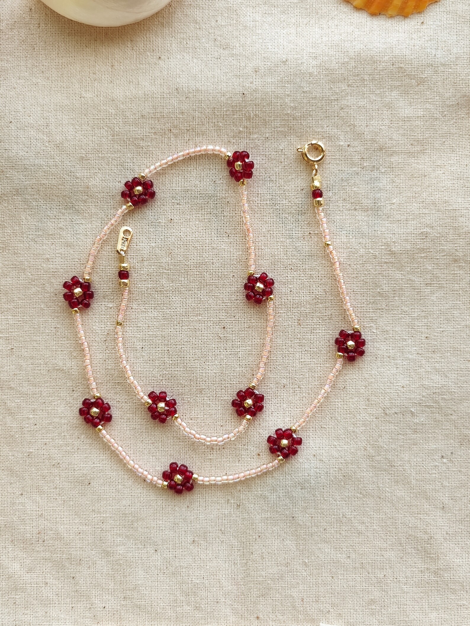 Seed Bead Daisy Choker Red Yellow Blue Flower Necklace - Etsy