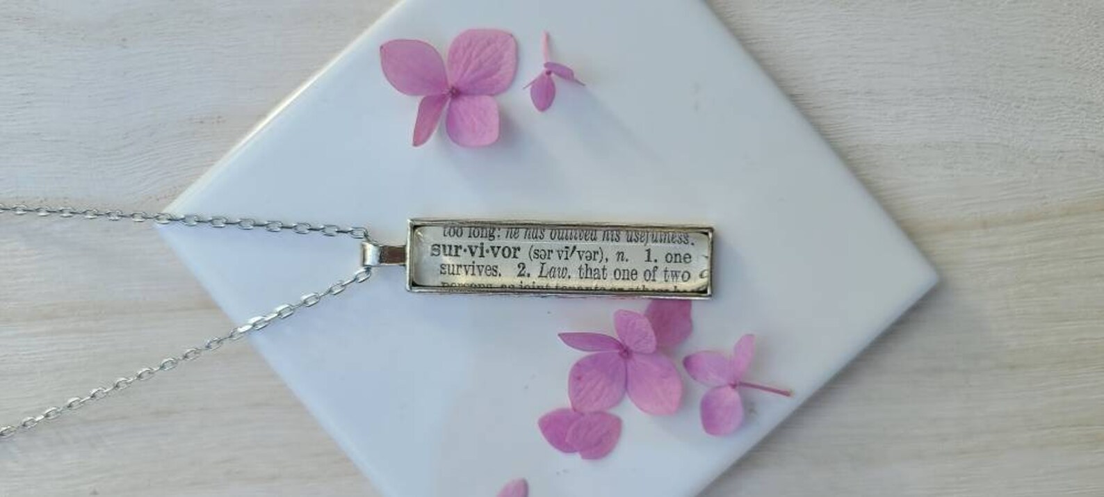 SURVIVOR Word Necklace Dictionary Page Pendant Gift for Her - Etsy