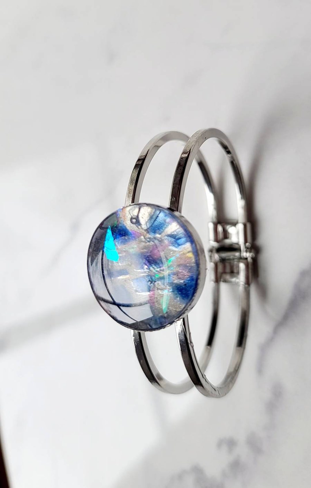 Blue River Glass Sea Glass Cuff Resin Bracelet Glass Jewelry Gift for ...