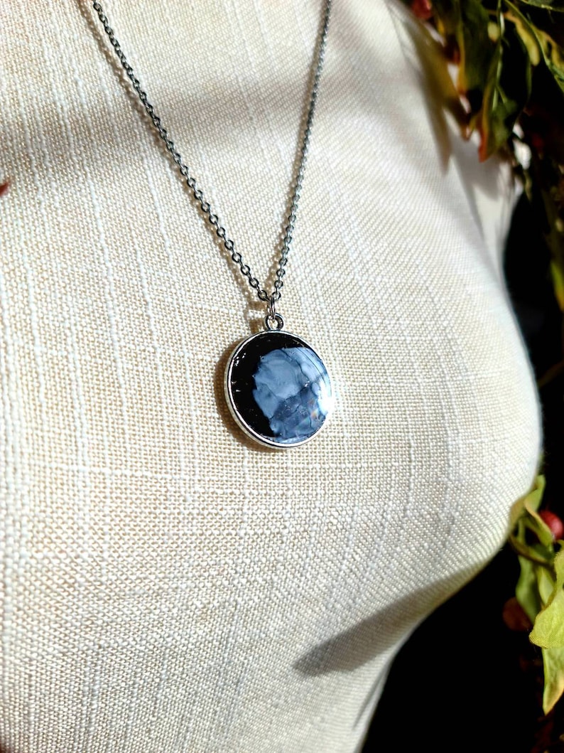 Real Coal Circle Resin Pendant Anthracite Necklace Black Gold - Etsy