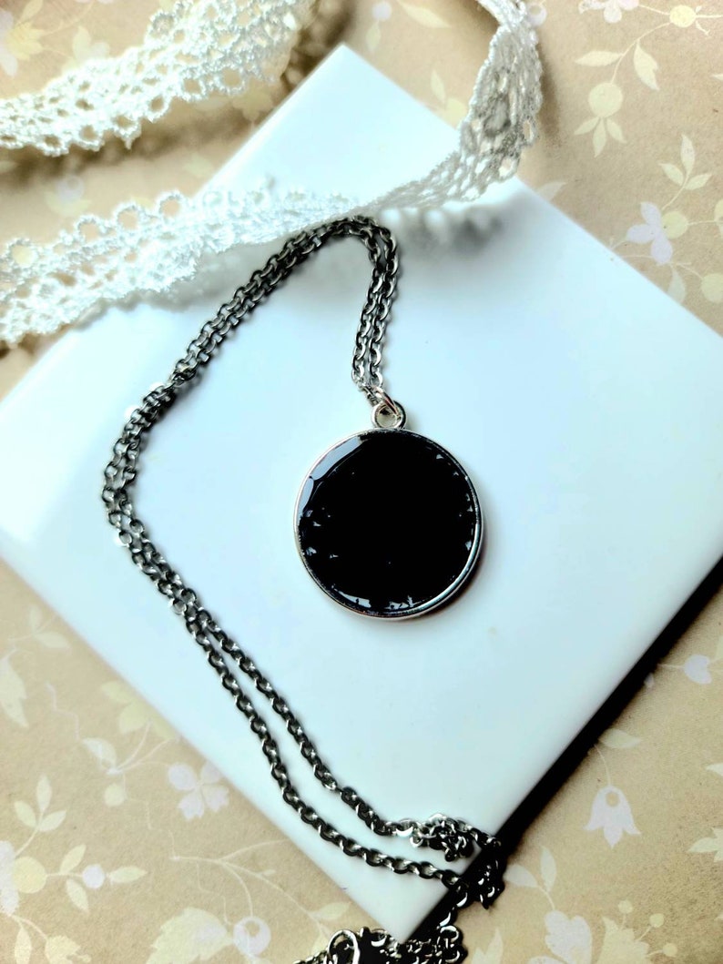 Real Coal Circle Resin Pendant Anthracite Necklace Black Gold - Etsy
