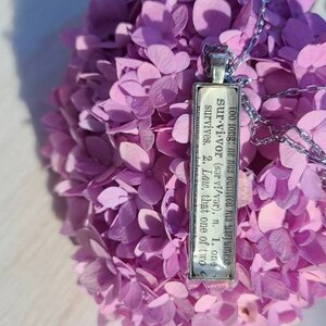 SURVIVOR Word Necklace Dictionary Page Pendant Gift for Her - Etsy