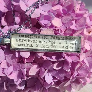 SURVIVOR Word Necklace Dictionary Page Pendant Gift for Her - Etsy