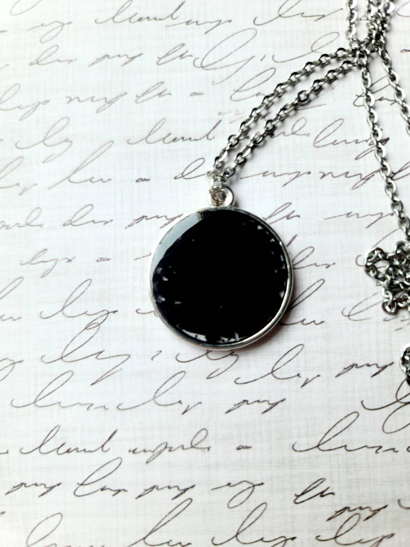 Real Coal Circle Resin Pendant Anthracite Necklace Black Gold - Etsy