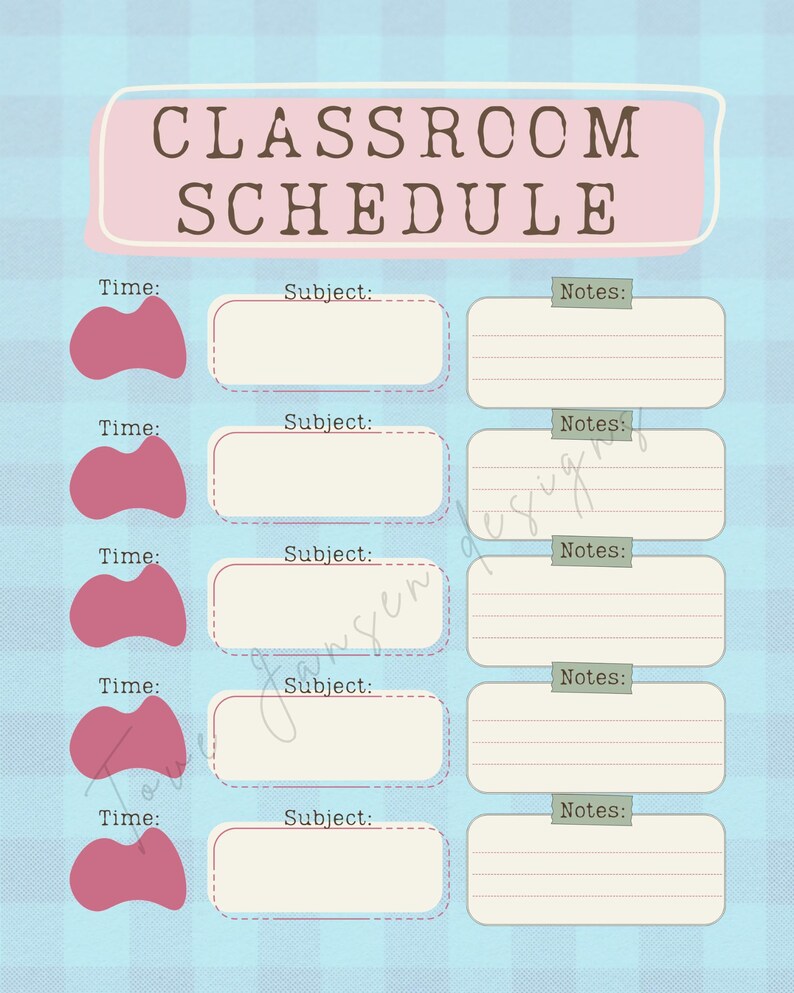Classroom Schedule Gingham Style - Etsy