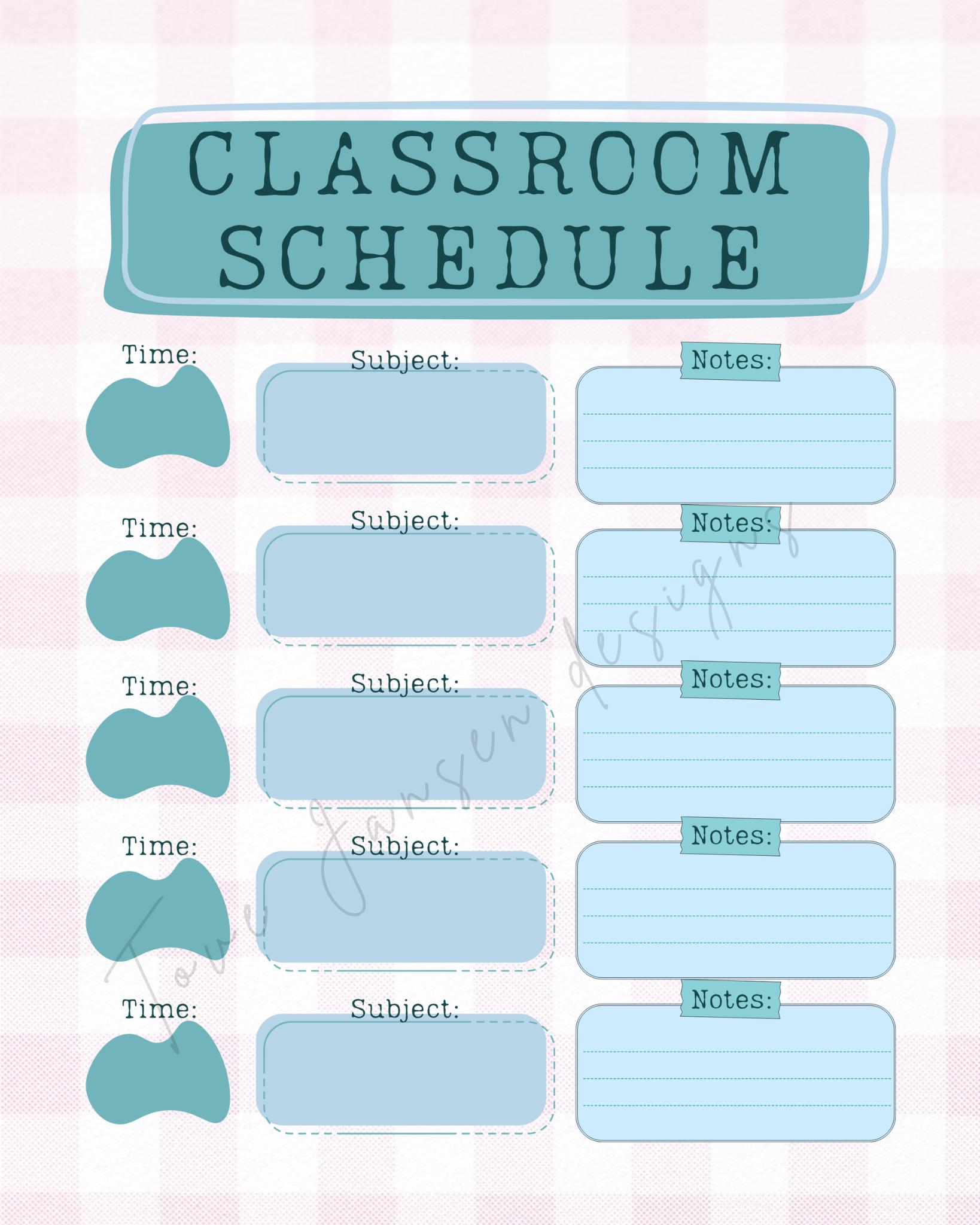 Classroom Schedule Gingham Style - Etsy