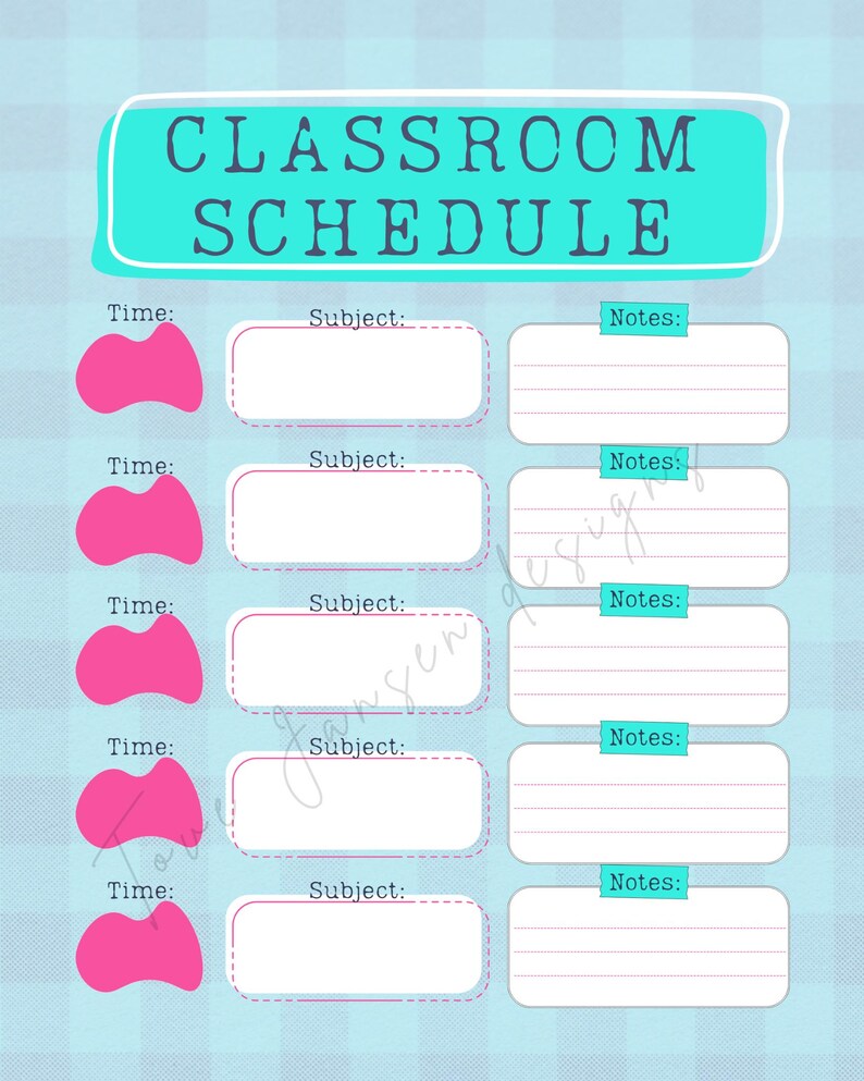 Classroom Schedule Gingham Style - Etsy