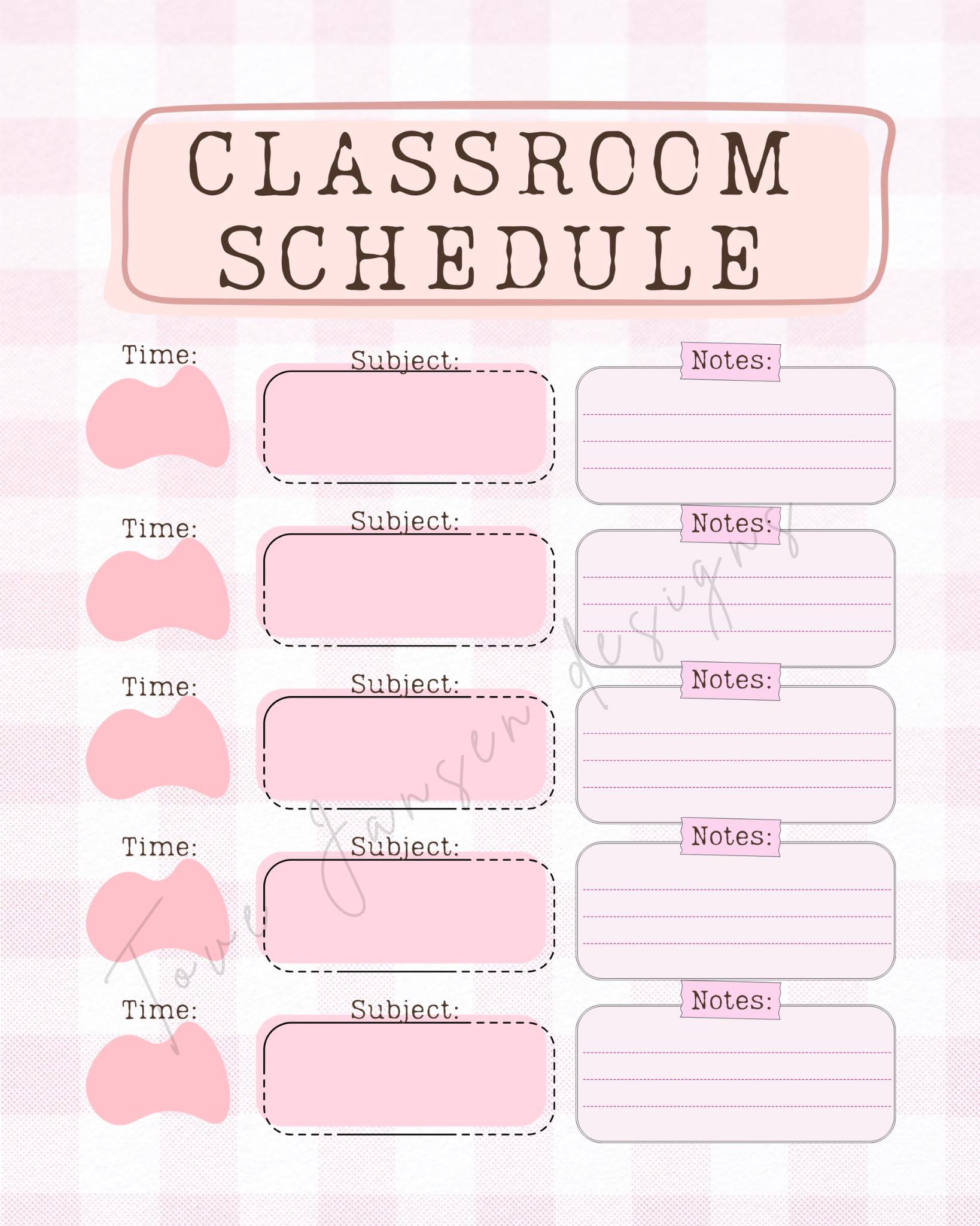 Classroom Schedule Gingham Style - Etsy