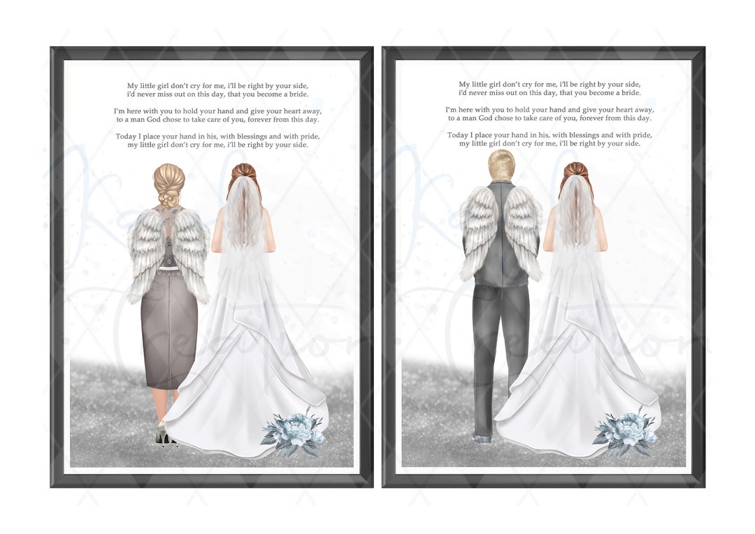 Angel Mother Father of the Bride Groom Memorial Wedding Print Gift Idea ...