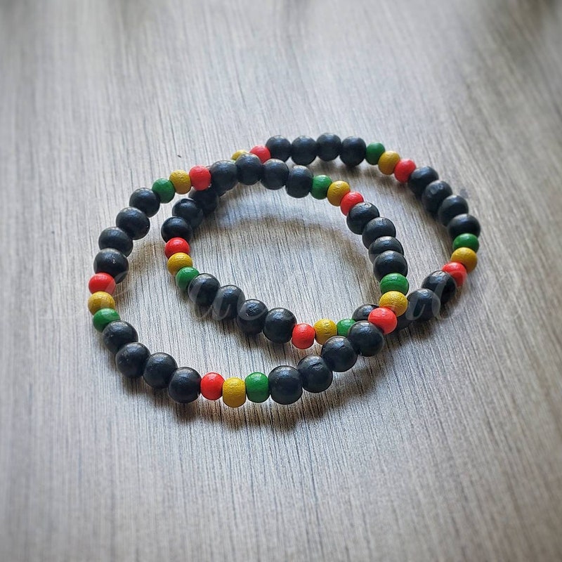 Rasta Bead Bracelet - Etsy