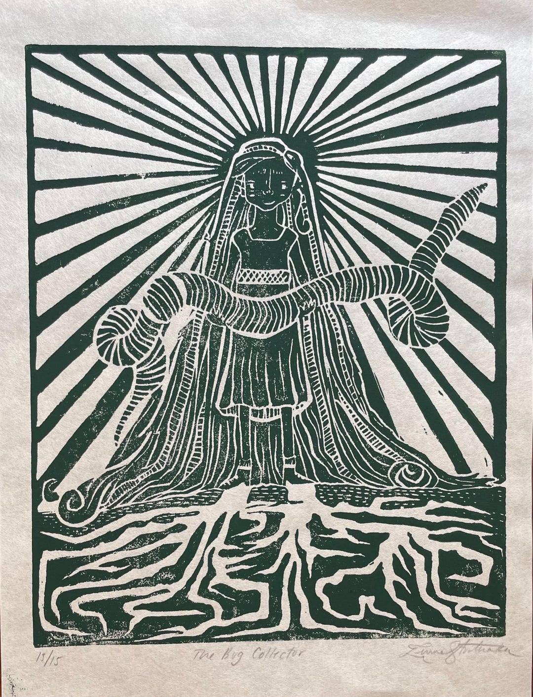 The Bug Collector: Original Linocut Print, Handprinted Fine Art - Etsy