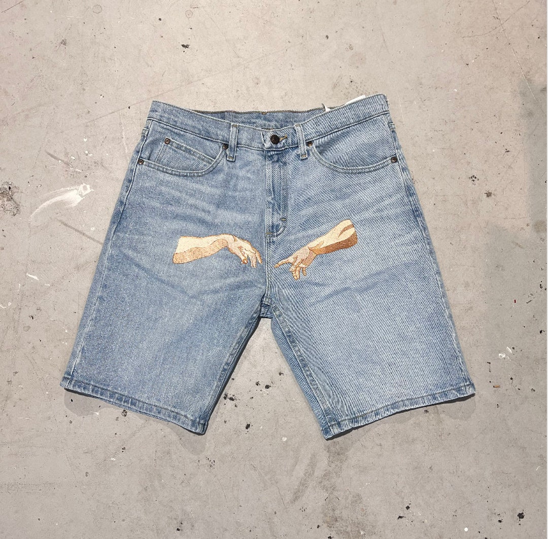 Touch It Embroidered Denim Short Jort Jorts Short Denim - Etsy
