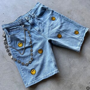 Smiley Jort Denim Shorts - Etsy