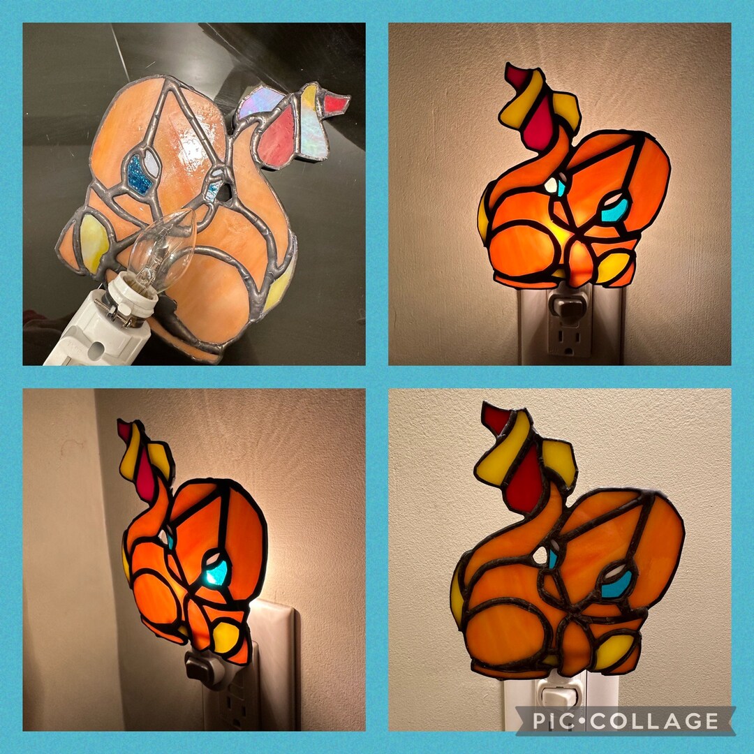 Charmander Inspired Stained Glass Nightlight - Etsy
