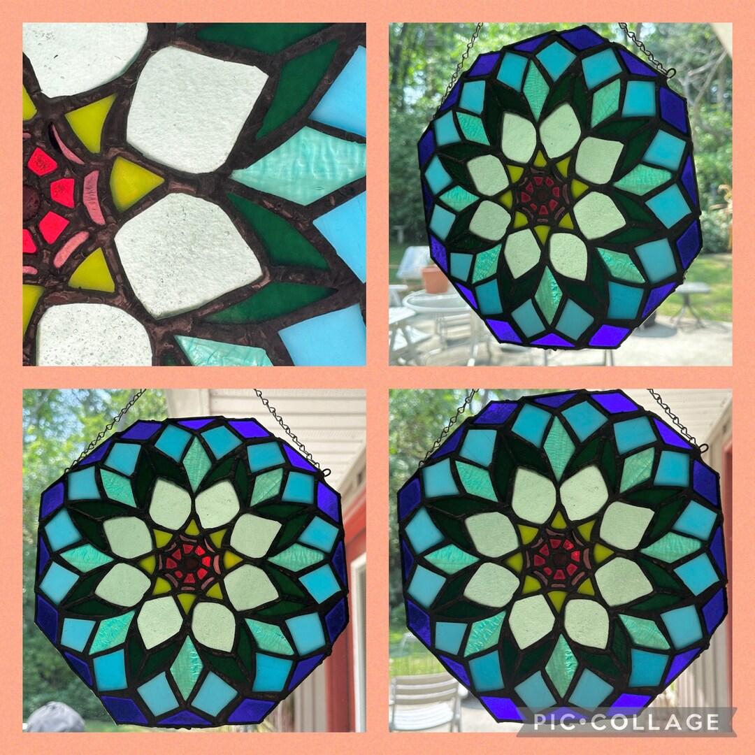 Geometric Flower Stained Glass - Etsy