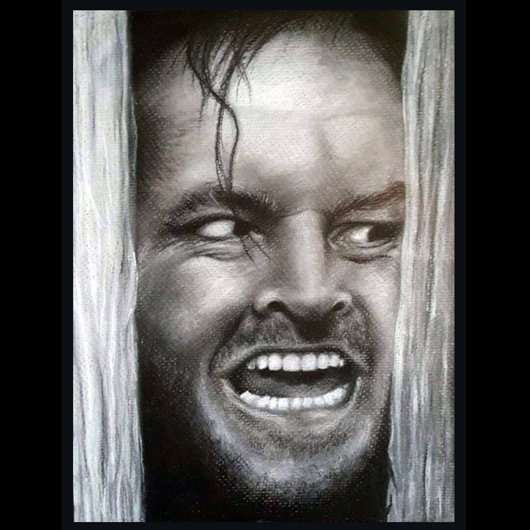 Here's Johnny Charcoal Drawing Print - Etsy