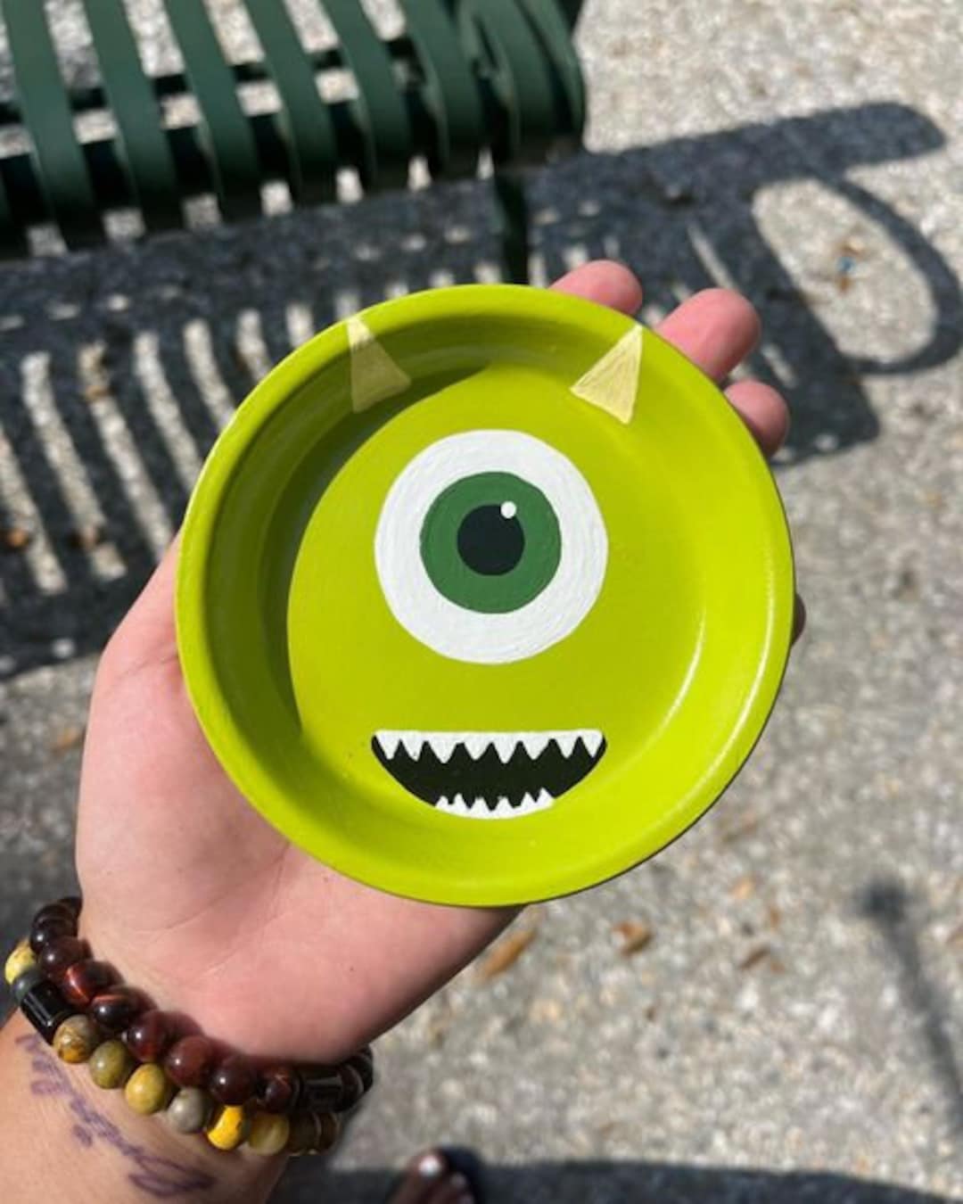 Monsters Inc Mike Wazowski Themed Hand Painted Terra Cotta Saucer ...