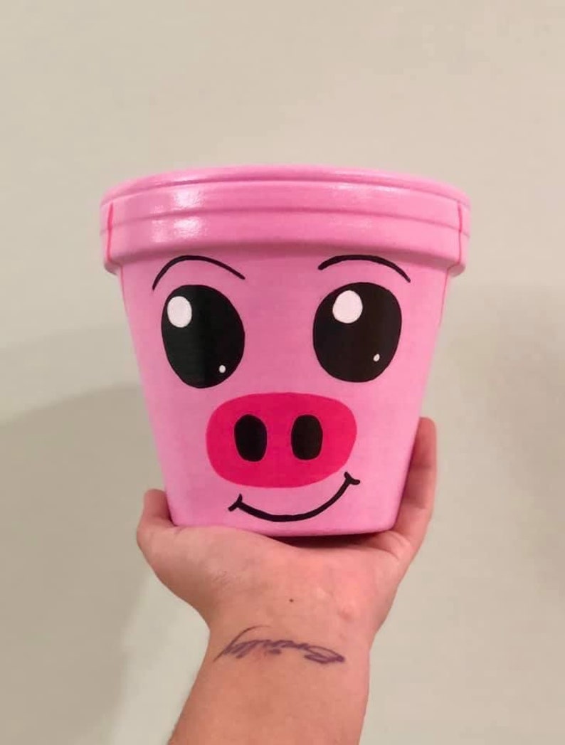 Farm Animal Themed Hand Painted Terracotta Pot Saucer Set, 6 in Planter ...