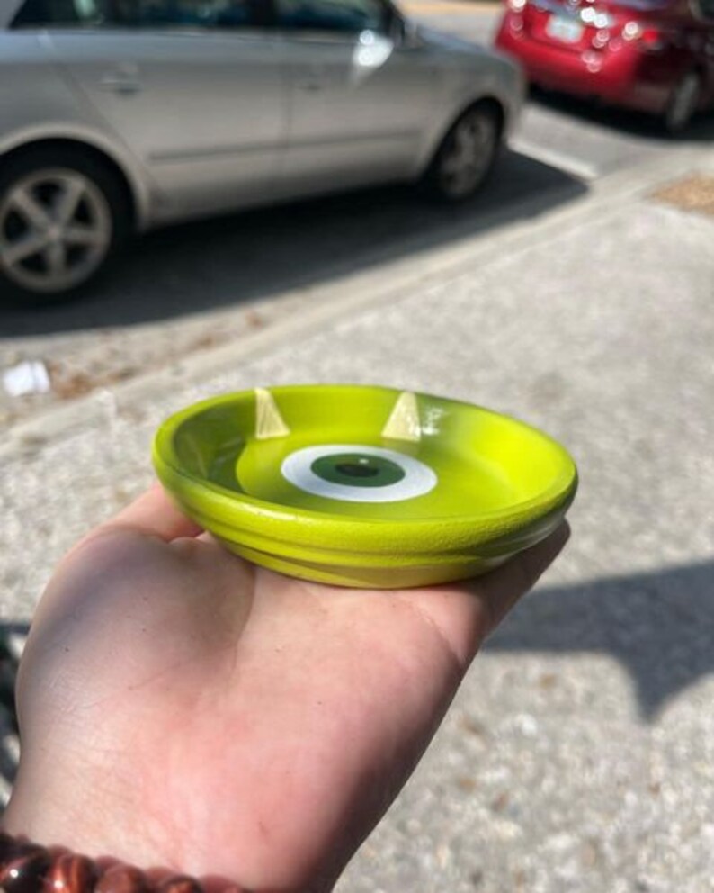 Monsters Inc Mike Wazowski Themed Hand Painted Terra Cotta Saucer ...